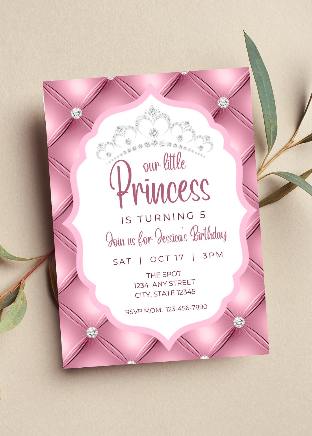 Editable Princess Birthday Invitation, Our Little Princess, Princess ...