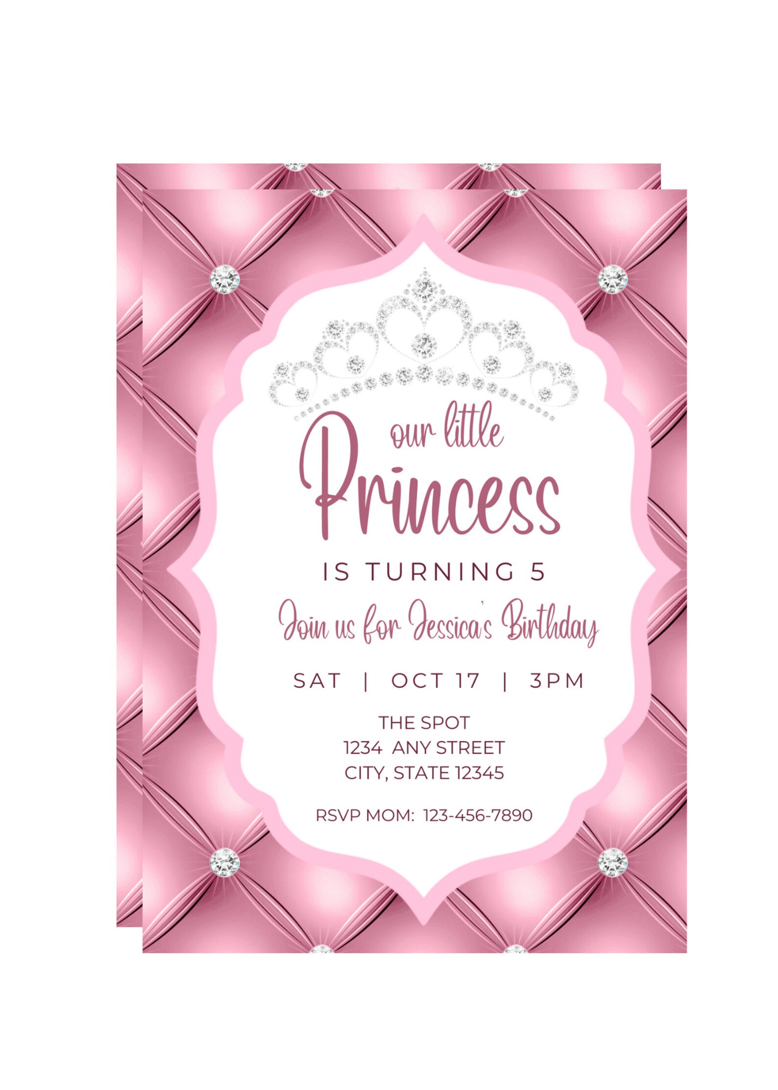 Editable Princess Birthday Invitation Princess Party Girl - Etsy