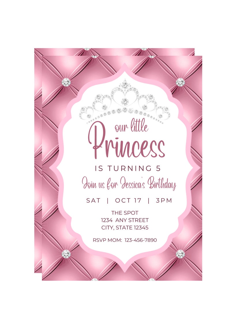 Editable Princess Birthday Invitation Princess Party Girl - Etsy