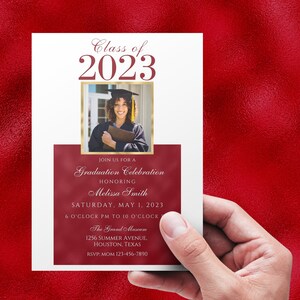 Editable Graduation Invitation 2024 With Photo, Red Graduation ...