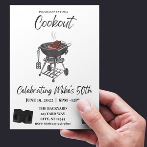 Editable Cookout Invitation, Birthday Cookout BBQ Invite, Digital ...