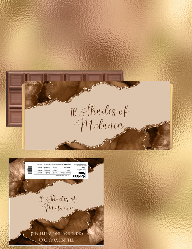 Editable Shades of Melanin Candy Bar Label, Chocolate Bar, Party Favor ...