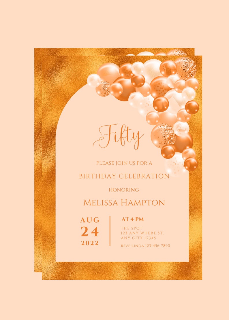 Editable Orange Birthday Invitation Orange Balloon Arch - Etsy