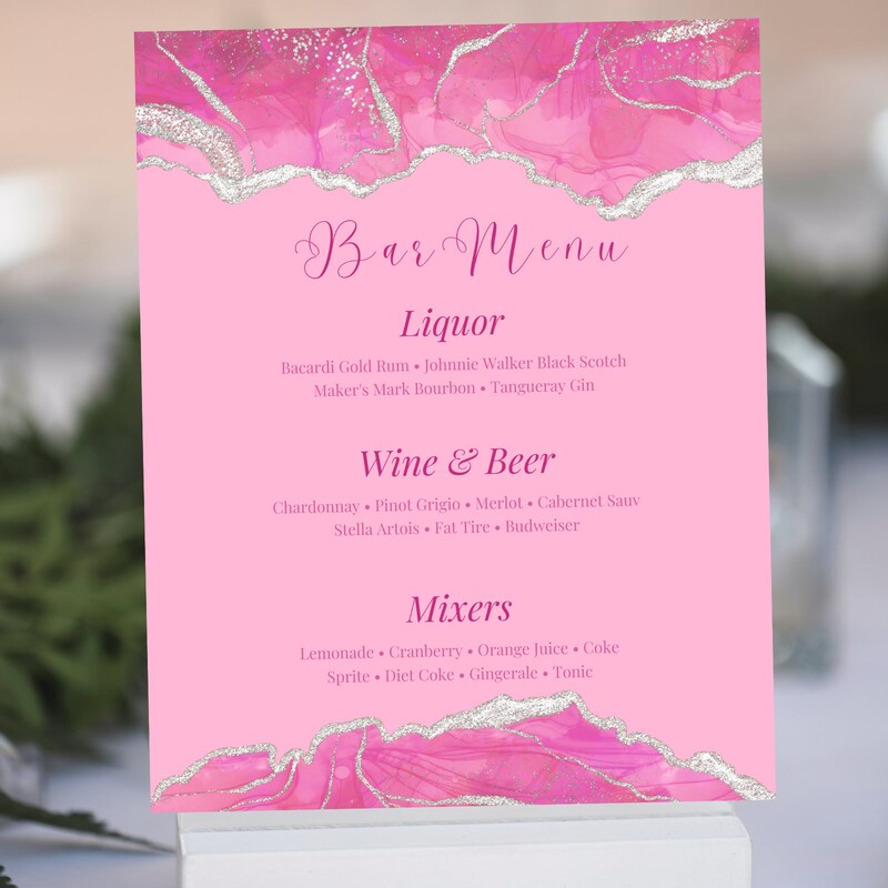 Shades of Pink Menu Card - Etsy