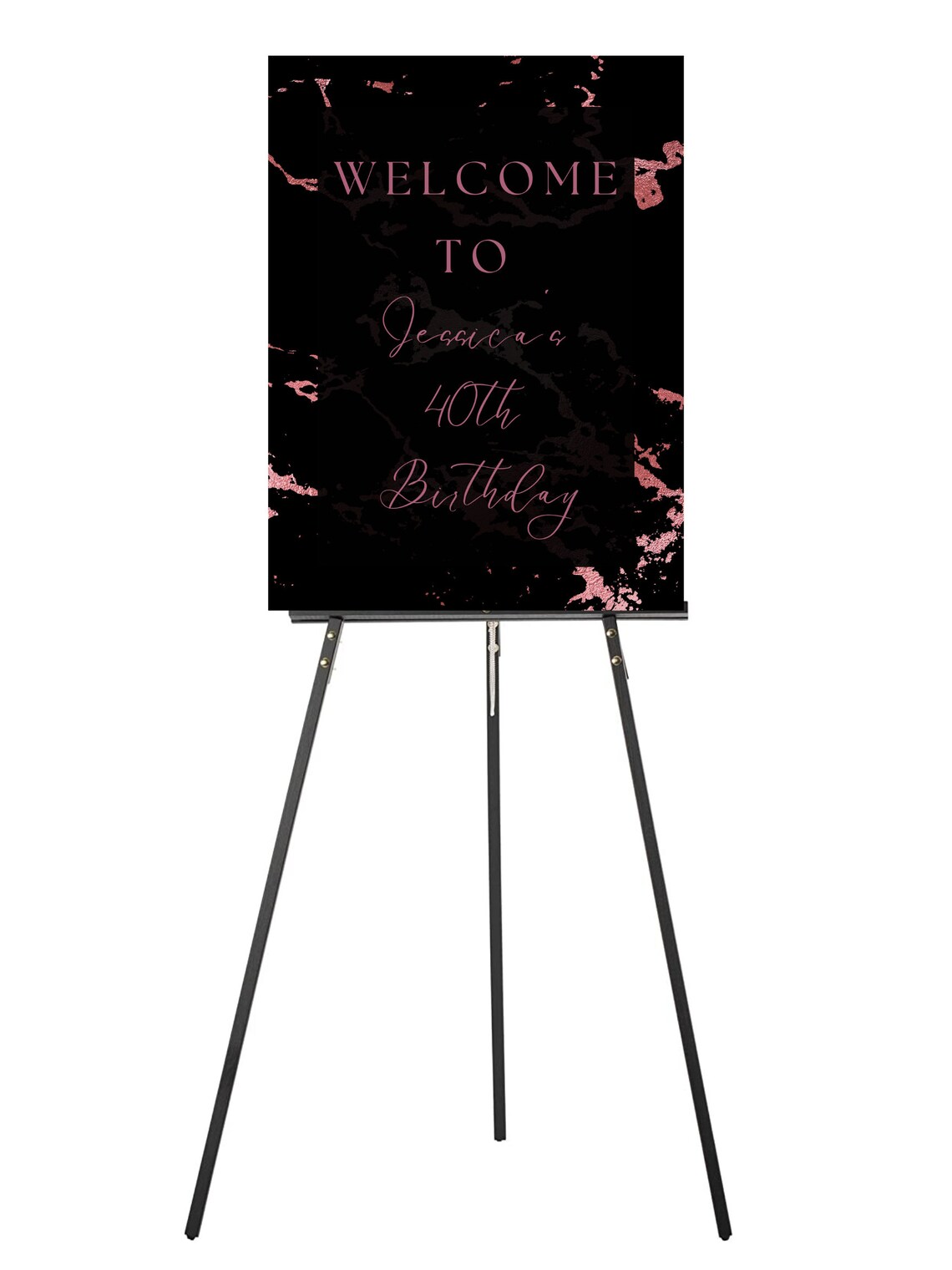 Editable Pink and Black Birthday Welcome Sign, Marble, Luxury, Welcome ...