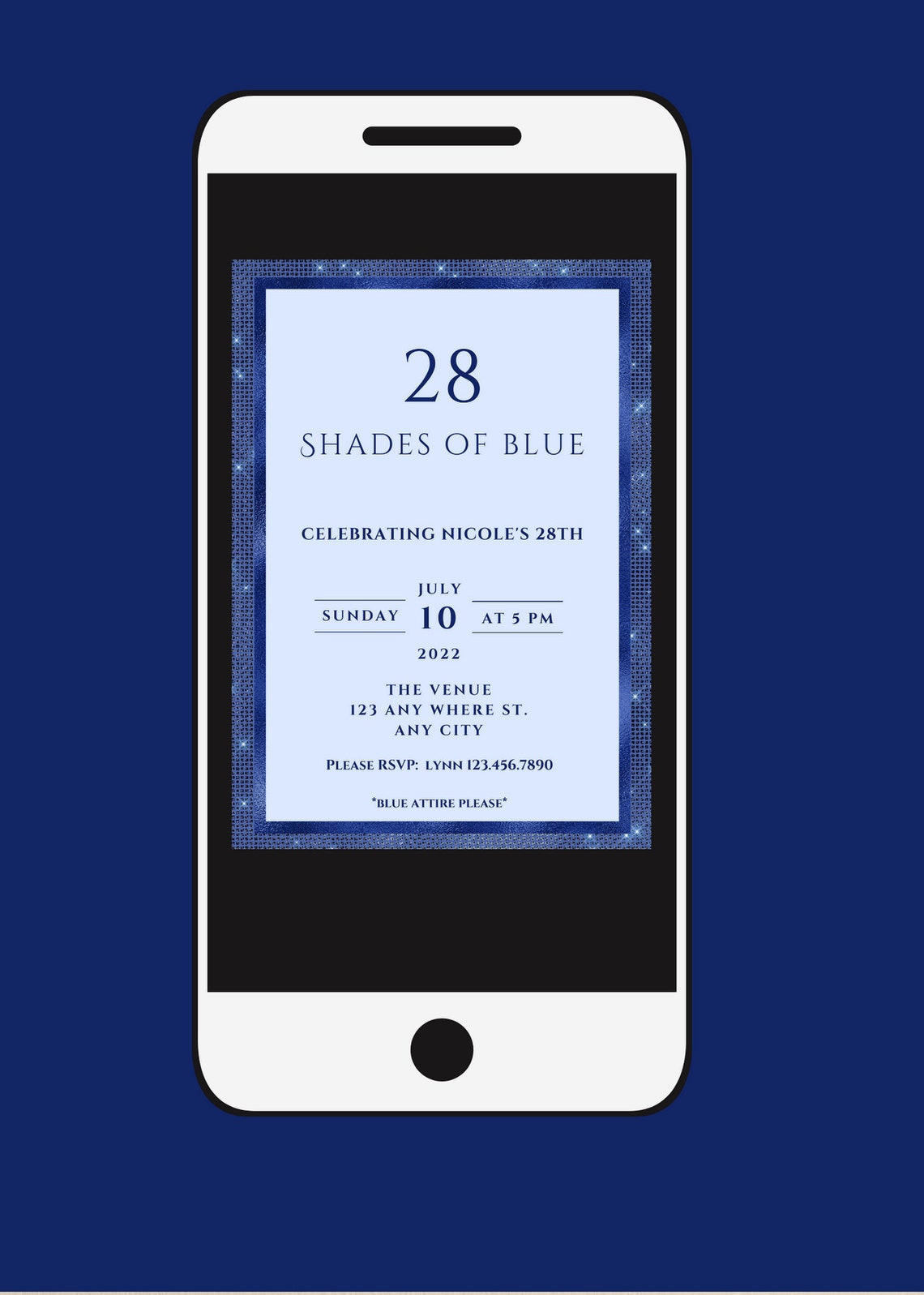 Editable Shades of Blue Invitation Blue Birthday Invitation - Etsy