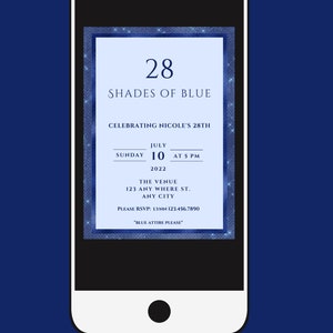 Editable Shades of Blue Invitation, Blue Birthday Invitation, Printable ...