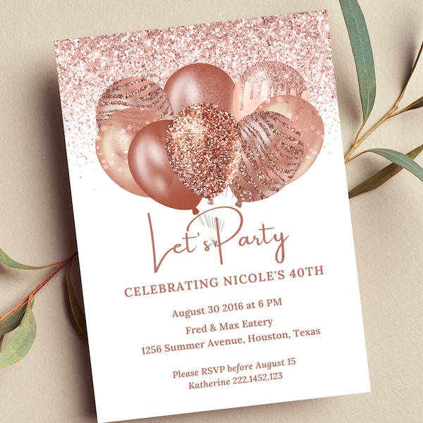 Rose Gold Invitation - Etsy