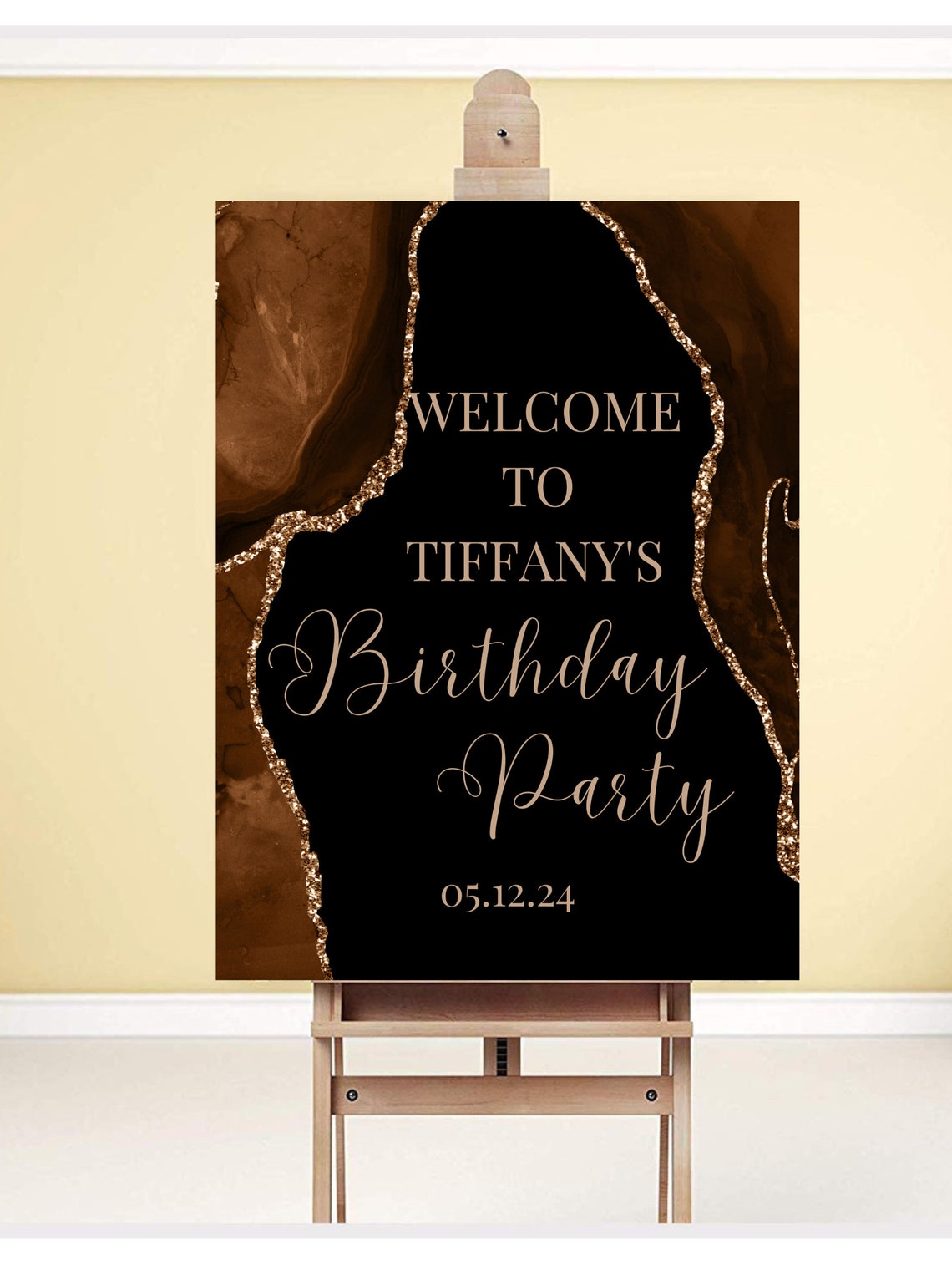 Editable Brown Birthday Welcome Sign Agate Birthday Welcome - Etsy