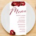 Editable Menu Card Template, Red and Gold Menu Cards, Floral, Dinner ...