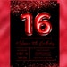 Editable 16th Birthday Invitation, Sweet 16, Red and Black Invitation ...