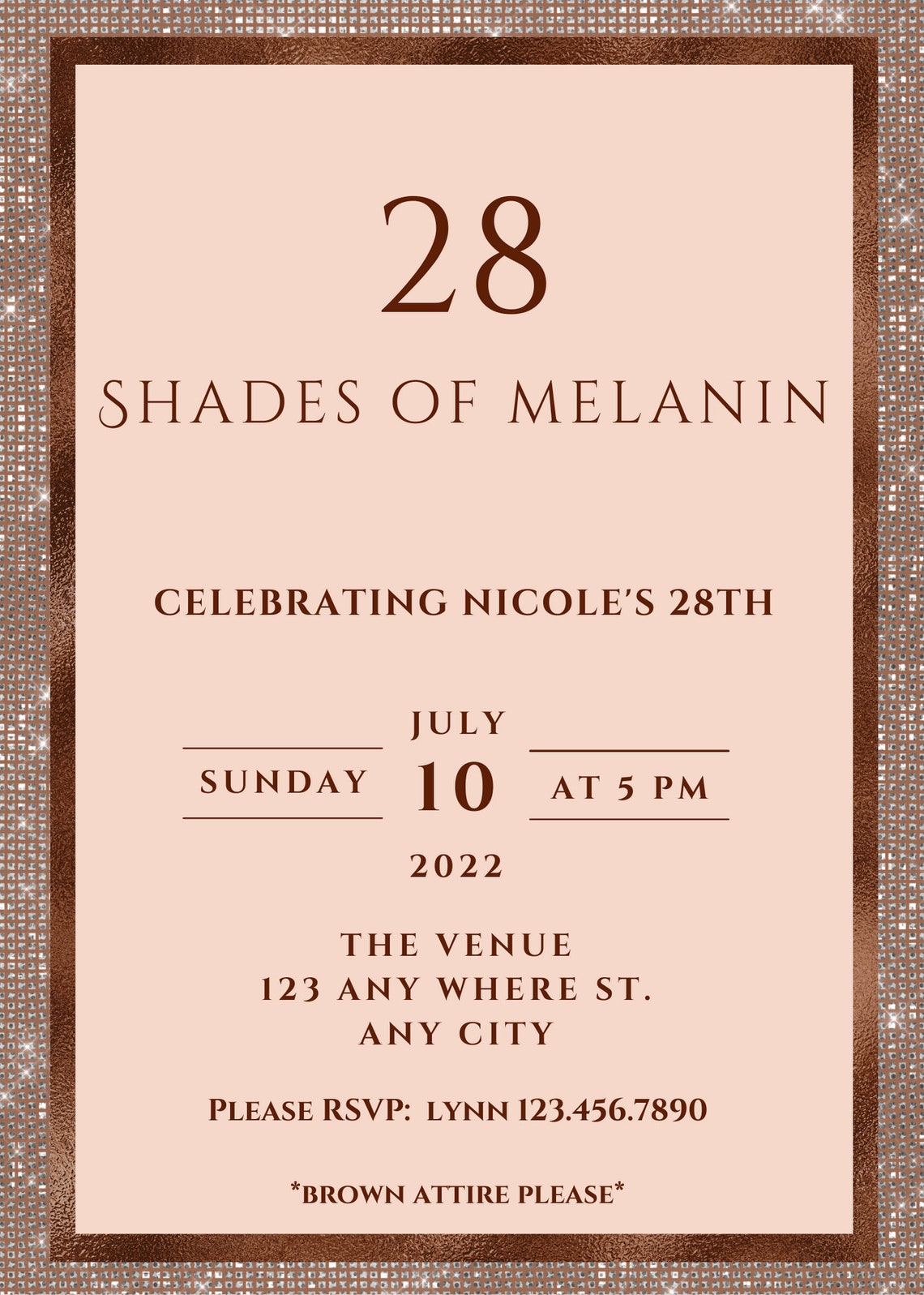 Editable Shades of Melanin Invitation, Brown Invitation, Printable or ...