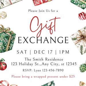 Editable Gift Exchange Invitation, Christmas Printable or Digital ...