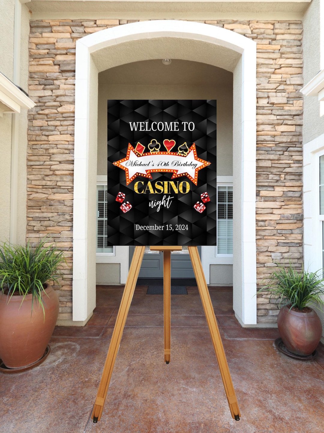 Editable Casino Night Welcome Sign, Casino Birthday, Entrance Sign ...