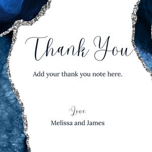 Printable Thank You Card, Editable Blue and White Thank You Note, Blue ...