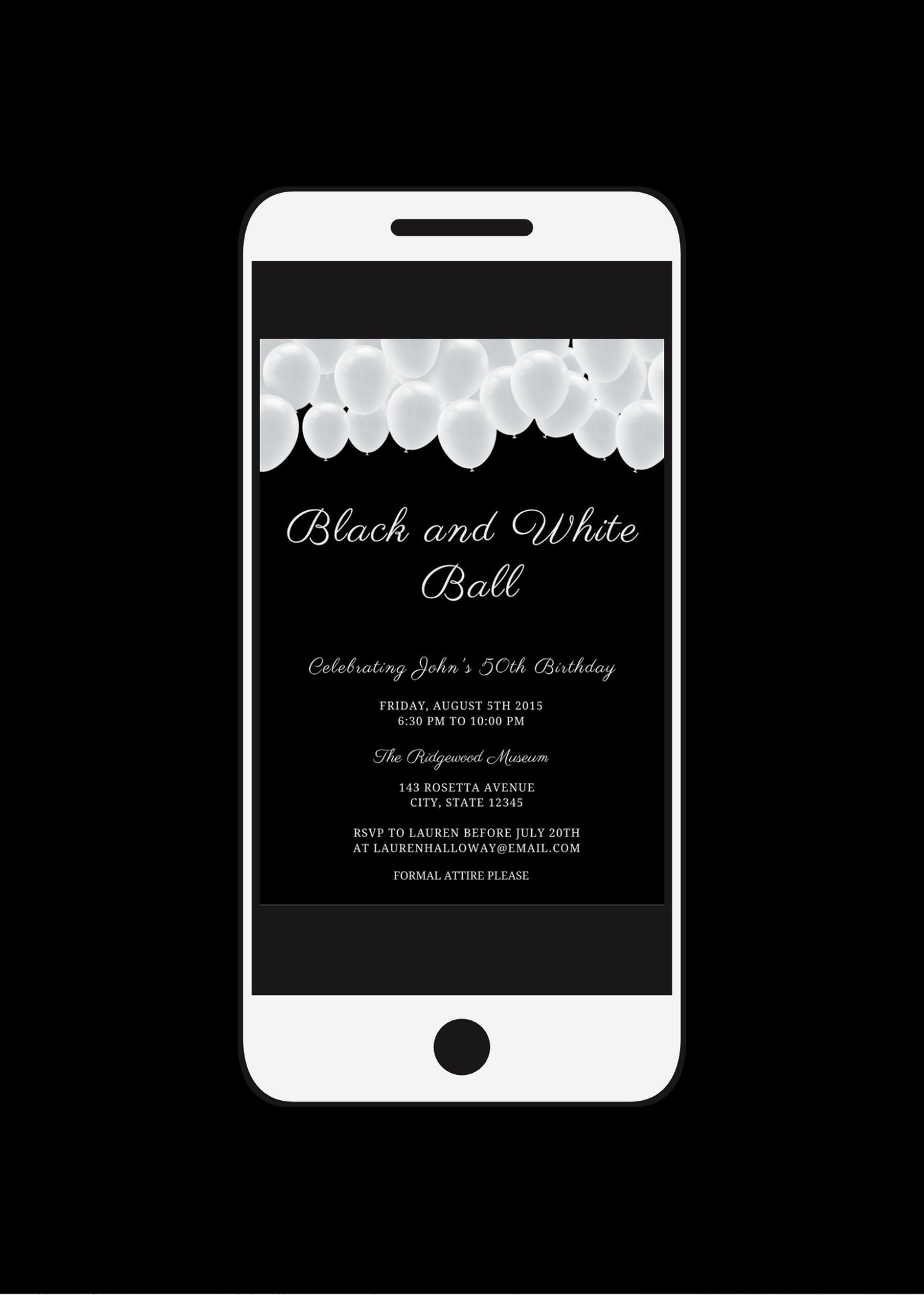 Editable Black and White Ball Invitation Black and White - Etsy