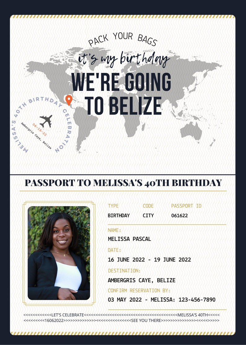 Birthday Passport Invitation, Destination Birthday Invitation, Editable ...