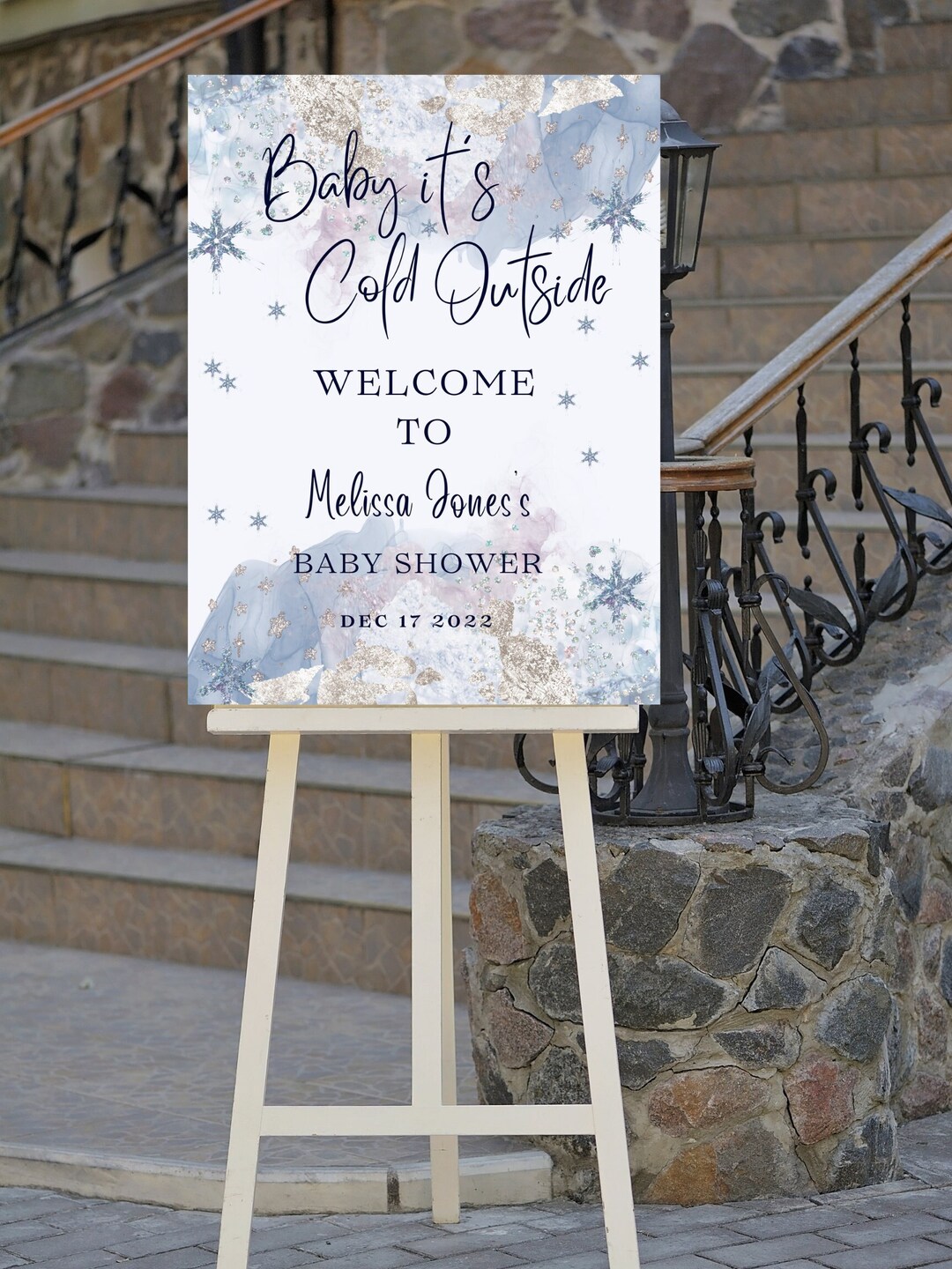 Editable Baby It's Cold Outside, Winter Baby Shower Welcome Sign, Blue ...