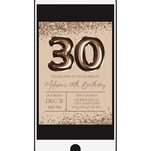 Editable 30th Birthday Invitation, Brown Invitation, Brown 30 Balloon ...