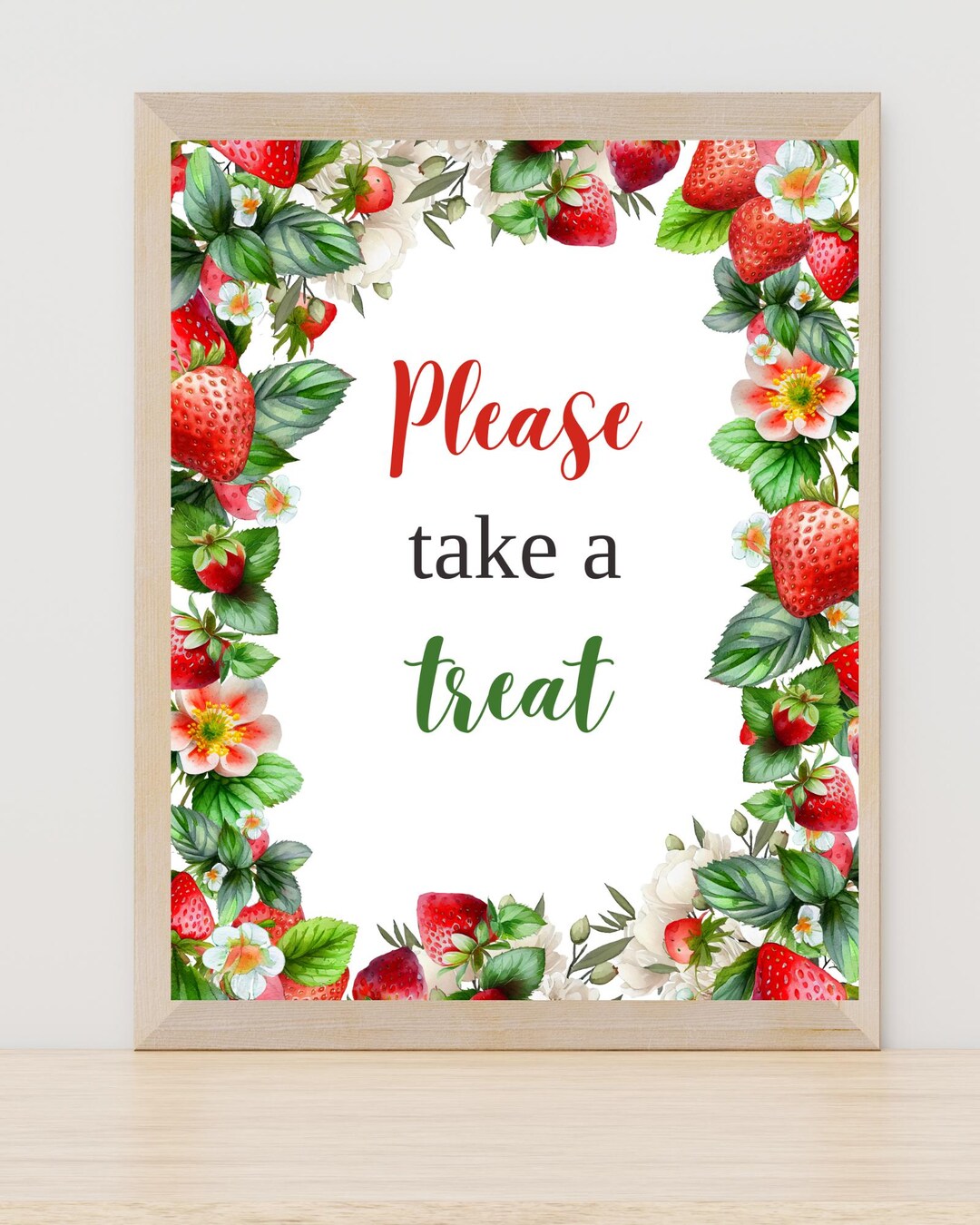 Editable Strawberry Table Sign, Printable Table Decor, Gifts and Cards ...