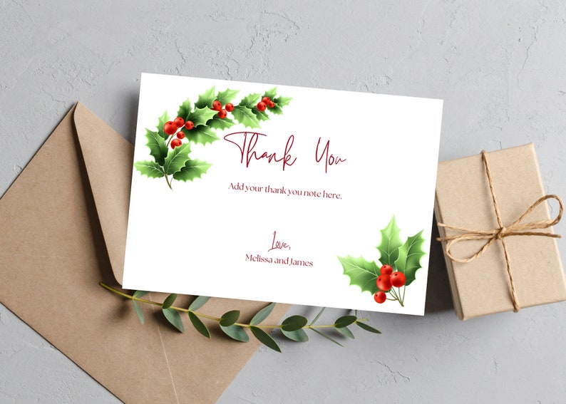 Editable Christmas Thank You Card Thank You Note Christmas - Etsy