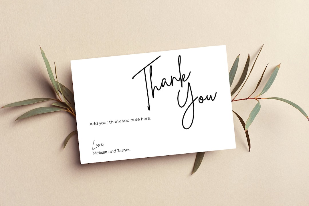 Printable Thank You Card, Editable Thank You Note, White, Minimalist ...