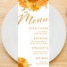 Editable Menu Card Template, Orange and Gold Menu, Floral, Dinner Menu ...