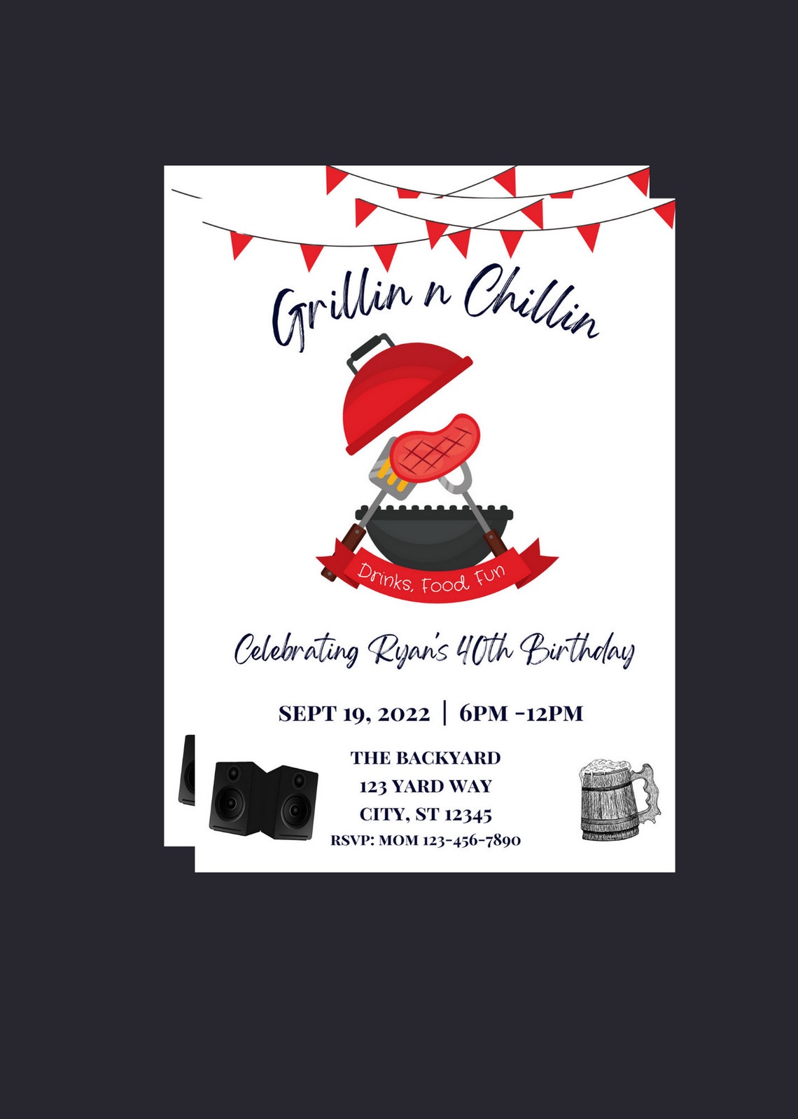 Editable Cookout Invitation Grillin and Chillin Birthday - Etsy
