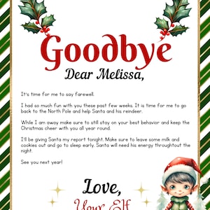 Editable Elf Hello and Goodbye Letters Christmas Elf I'm Back Elf ...