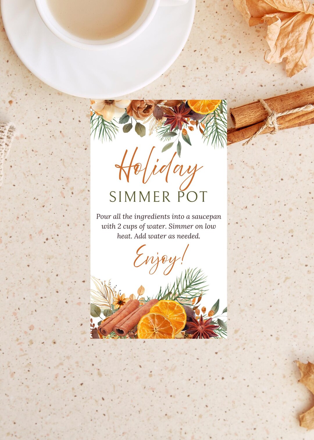 Printable Holiday Simmer Pot Tag, Editable Fall Potpourri Gift Tag - Etsy
