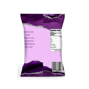 Editable Birthday Chip Bag, Shades of Purple Chip Bag, Party Decor ...