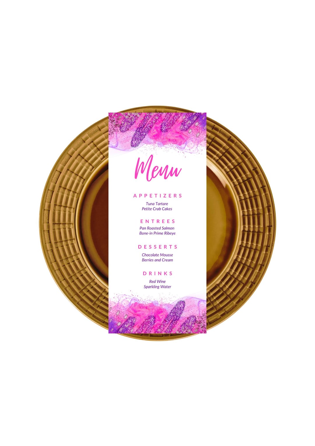 Editable Pink and Purple Menu Card Template, Birthday, Dinner Menu ...