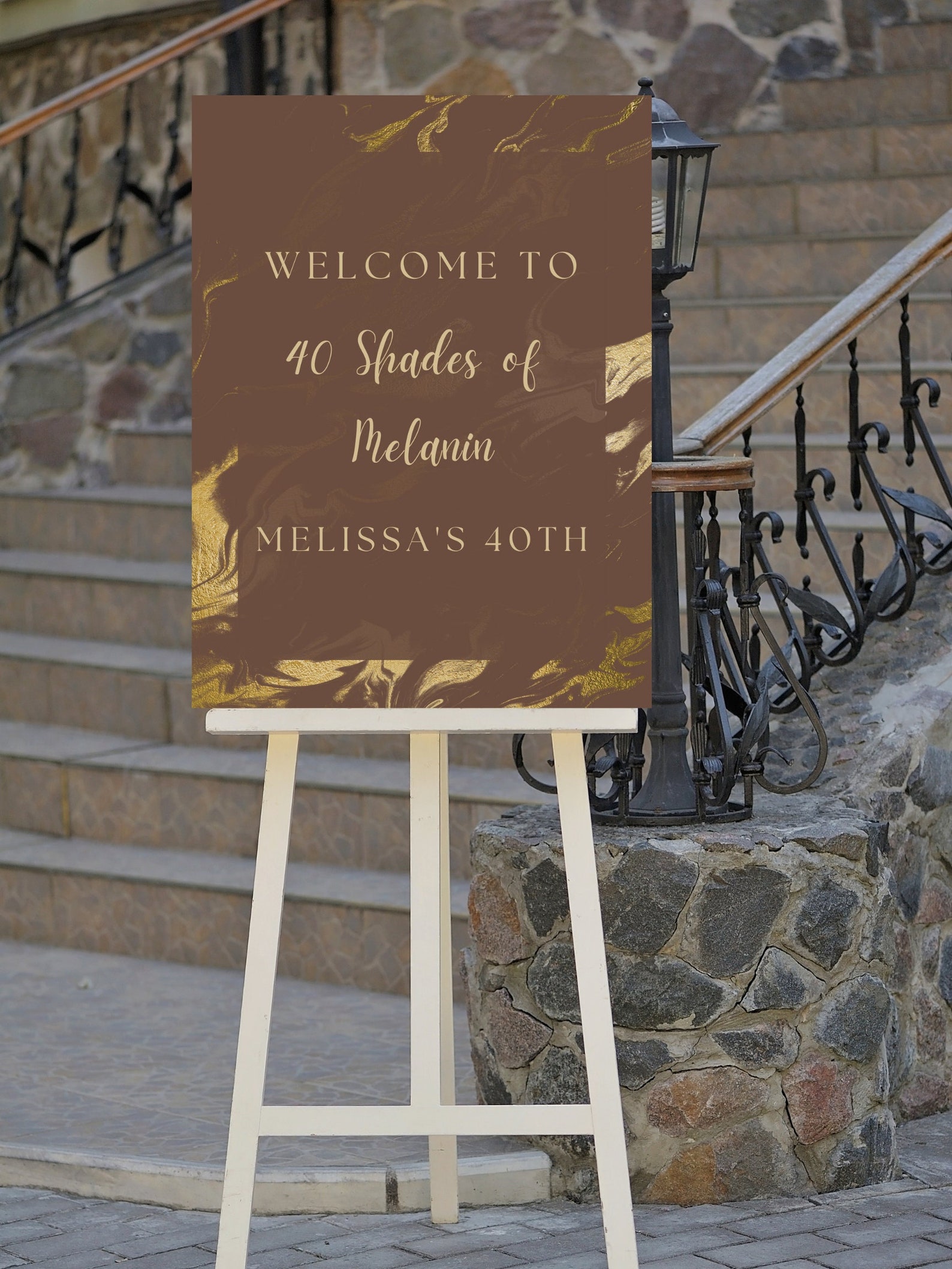 Editable Shades of Melanin Birthday Welcome Sign, Brown and Gold ...