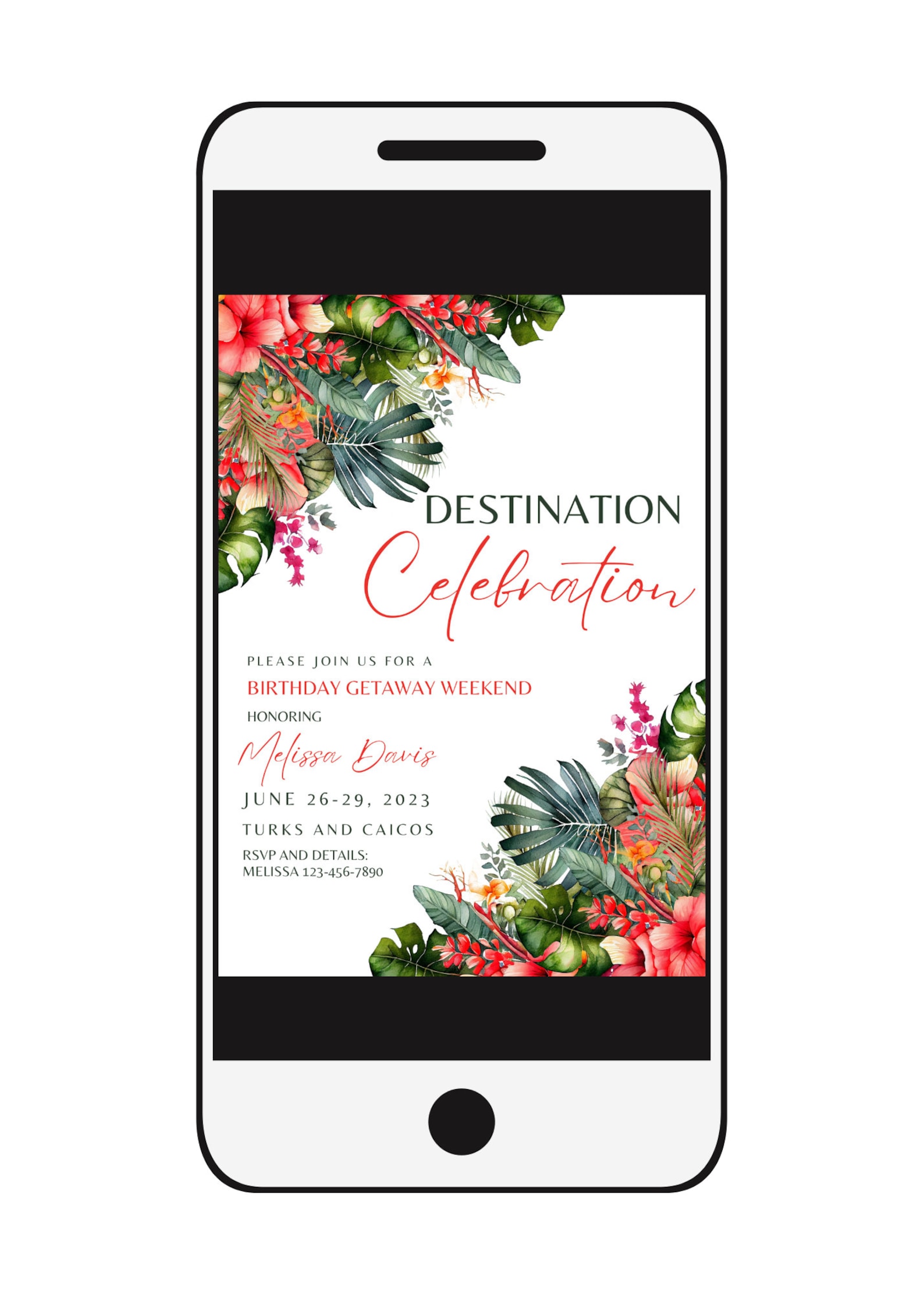Editable Tropical Birthday Invitation, Destination Party (digital) - Etsy