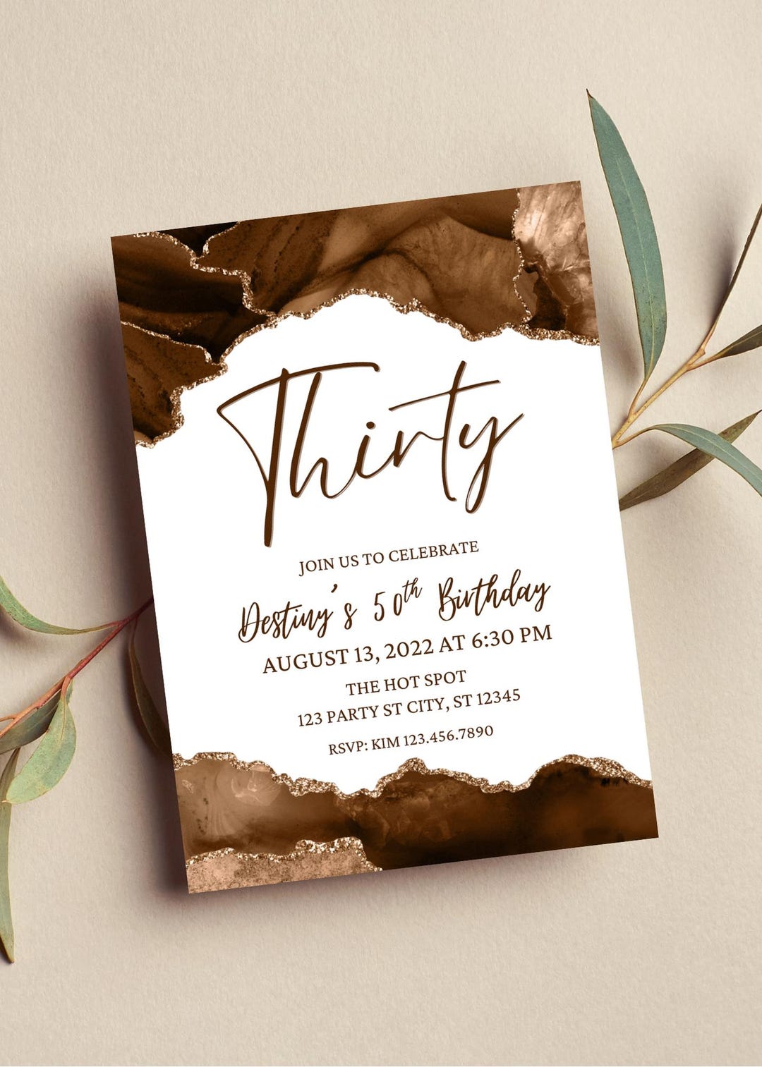 Editable Birthday Invitation, Brown, Any Occasion, Printable or Digital ...