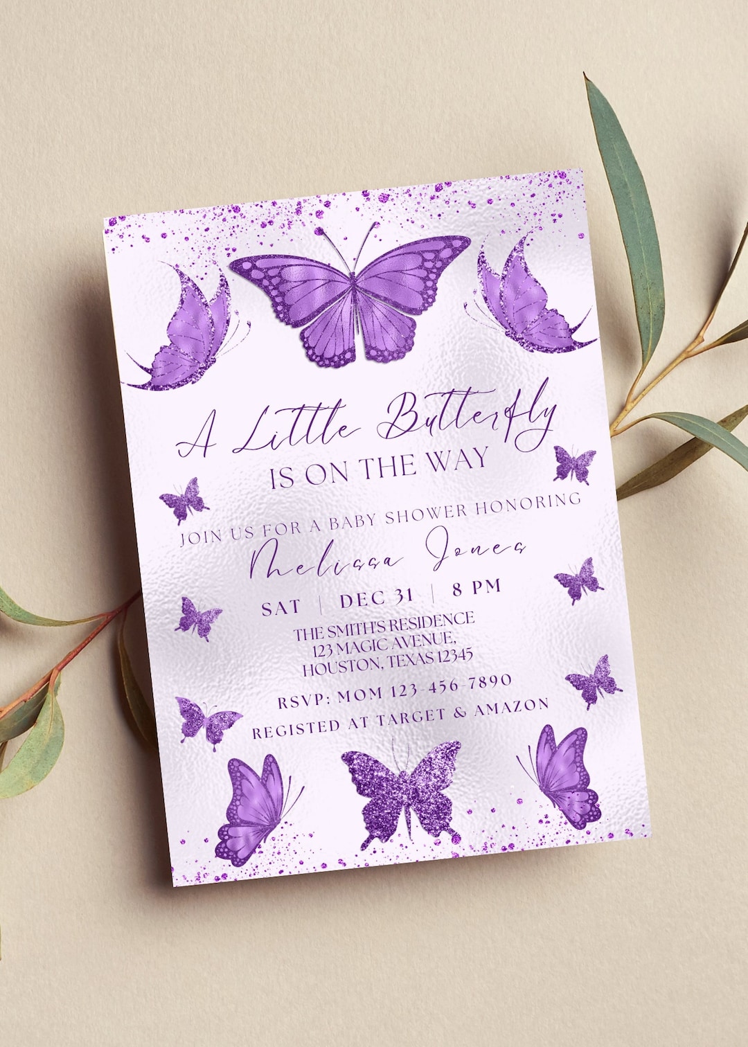 Editable Butterfly Baby Shower Invitation, A Little Butterfly is on the ...