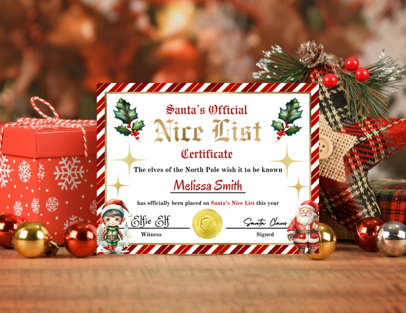 Editable Santa's Official Nice List Certificate, Printable - Etsy