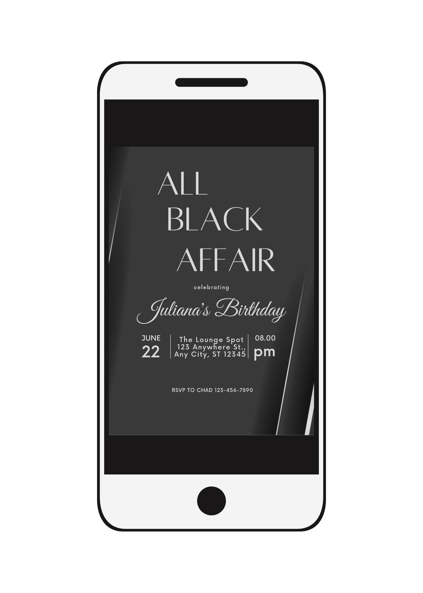 All Black Affair Invitation, All Black Party, Black and Silver Birthday ...