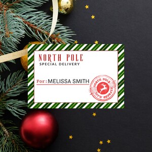 Editable North Pole Special Delivery Tag Christmas Gift Tag - Etsy