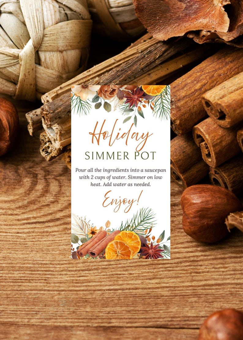 Printable Holiday Simmer Pot Tag, Editable Fall Potpourri Gift Tag - Etsy