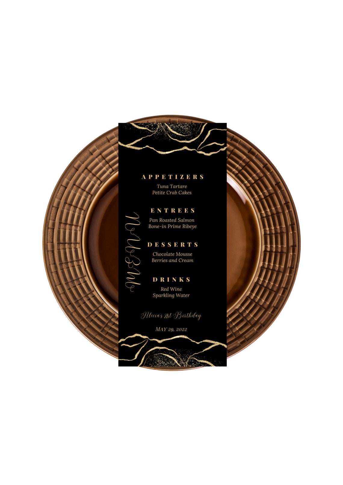 Editable Menu Card Template Black and Gold Menu Card - Etsy