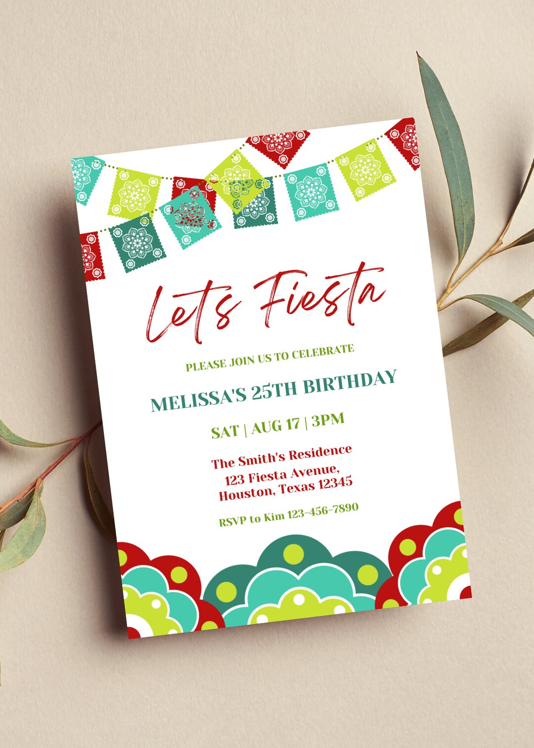 Editable Fiesta Invitation, Let's Fiesta, Birthday, Mexican Theme, Taco ...