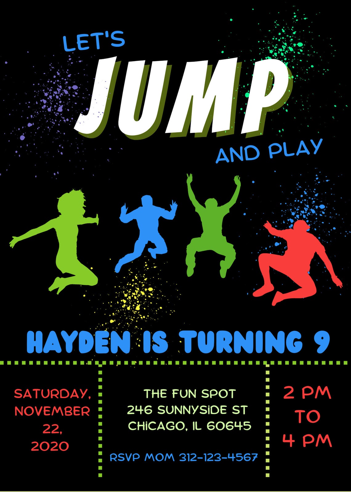 Editable Jump Party Invitation, Jump Birthday Invitation Boy ...