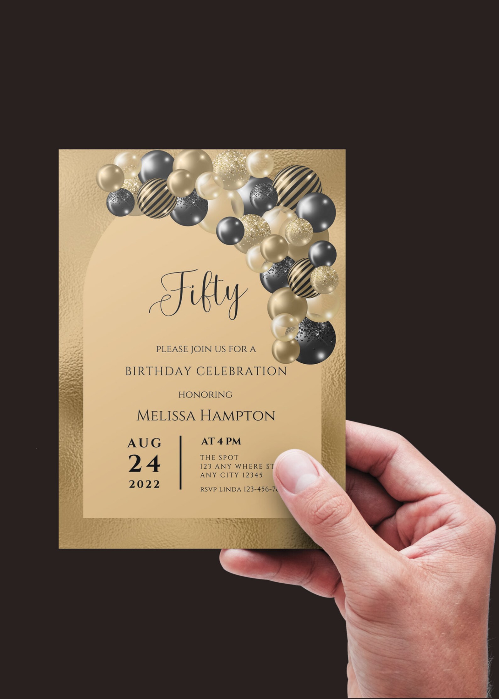 Editable Black and Gold Birthday Invitation Black and Gold - Etsy