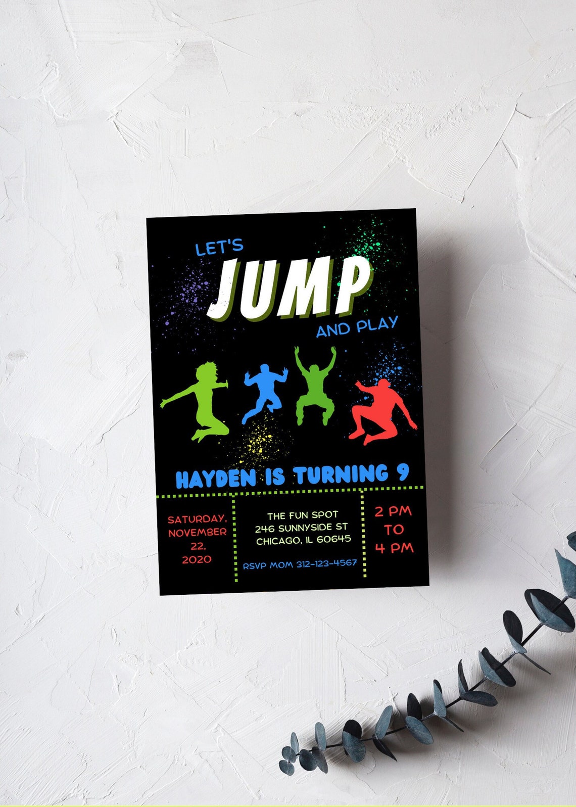 Editable Jump Party Invitation, Jump Birthday Invitation Boy ...