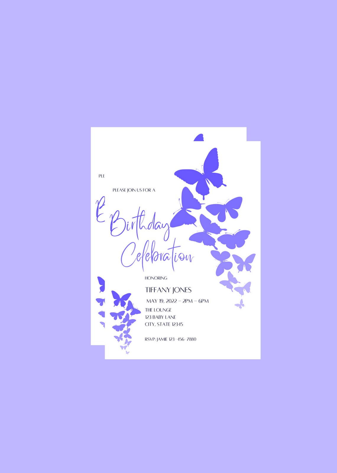 Editable Purple Butterfly Birthday Invitation Printable - Etsy