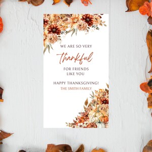 Editable Thanksgiving Tags so Very Thankful for Friends Like You Gift ...