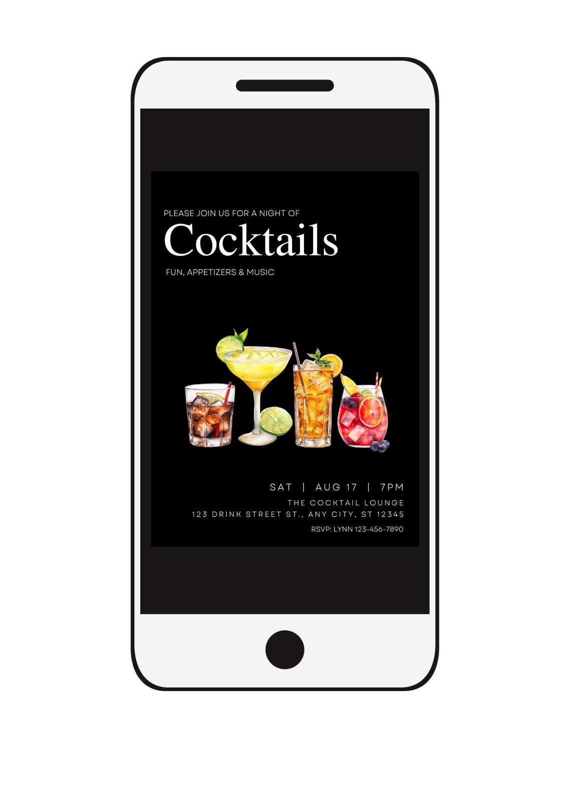Editable Cocktail Invitation, Adult Invite, Cocktail Party, Happy Hour ...