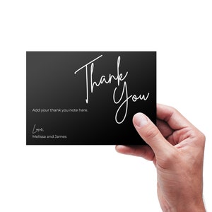 Printable Thank You Card, Editable Thank You Note, Black, Minimalist ...