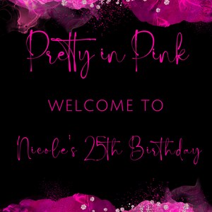 Editable Pretty in Pink Birthday Welcome Sign, Pink Glam, Pink and ...